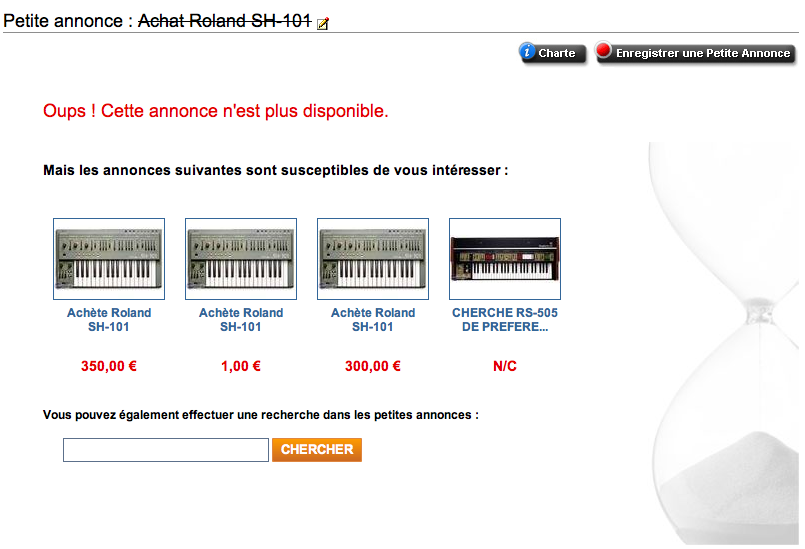Annonces expirées : suggestions | Le blog de l'équipe d'Audiofanzine